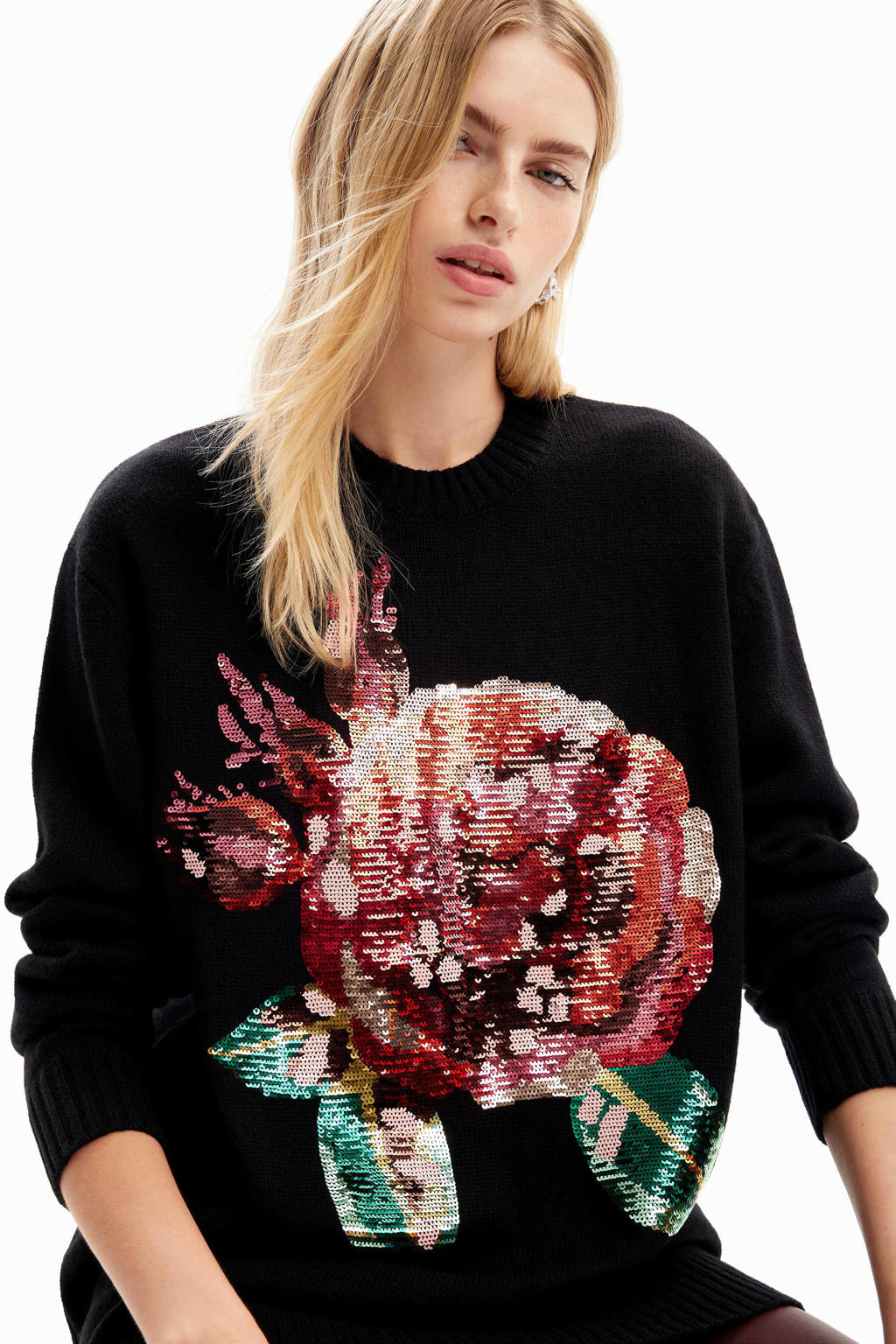 Desigual sweater met wol zwart | wehkamp
