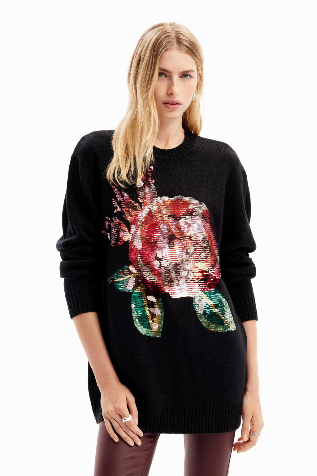 Desigual sweater met wol zwart | wehkamp