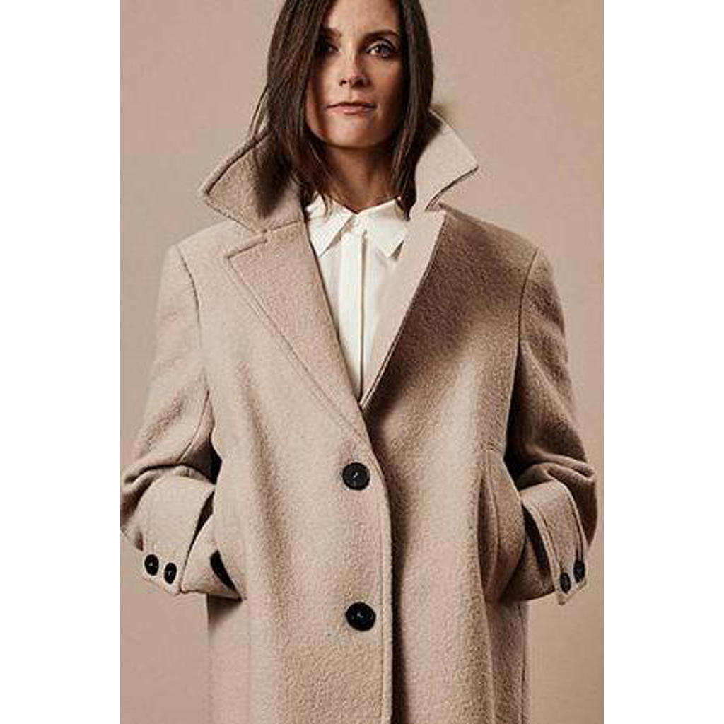 Maura by Claudia Strater wollen mantel taupe | wehkamp