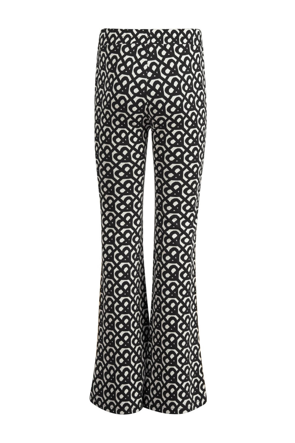 Shoeby flared broek met grafische print zwart/wit | wehkamp