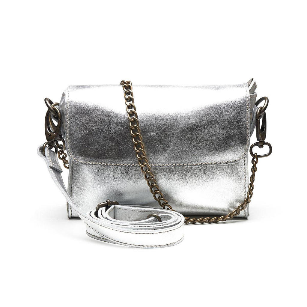 Chabo Bags leren metallic crossbody tas Rebel zilverkleurig | wehkamp