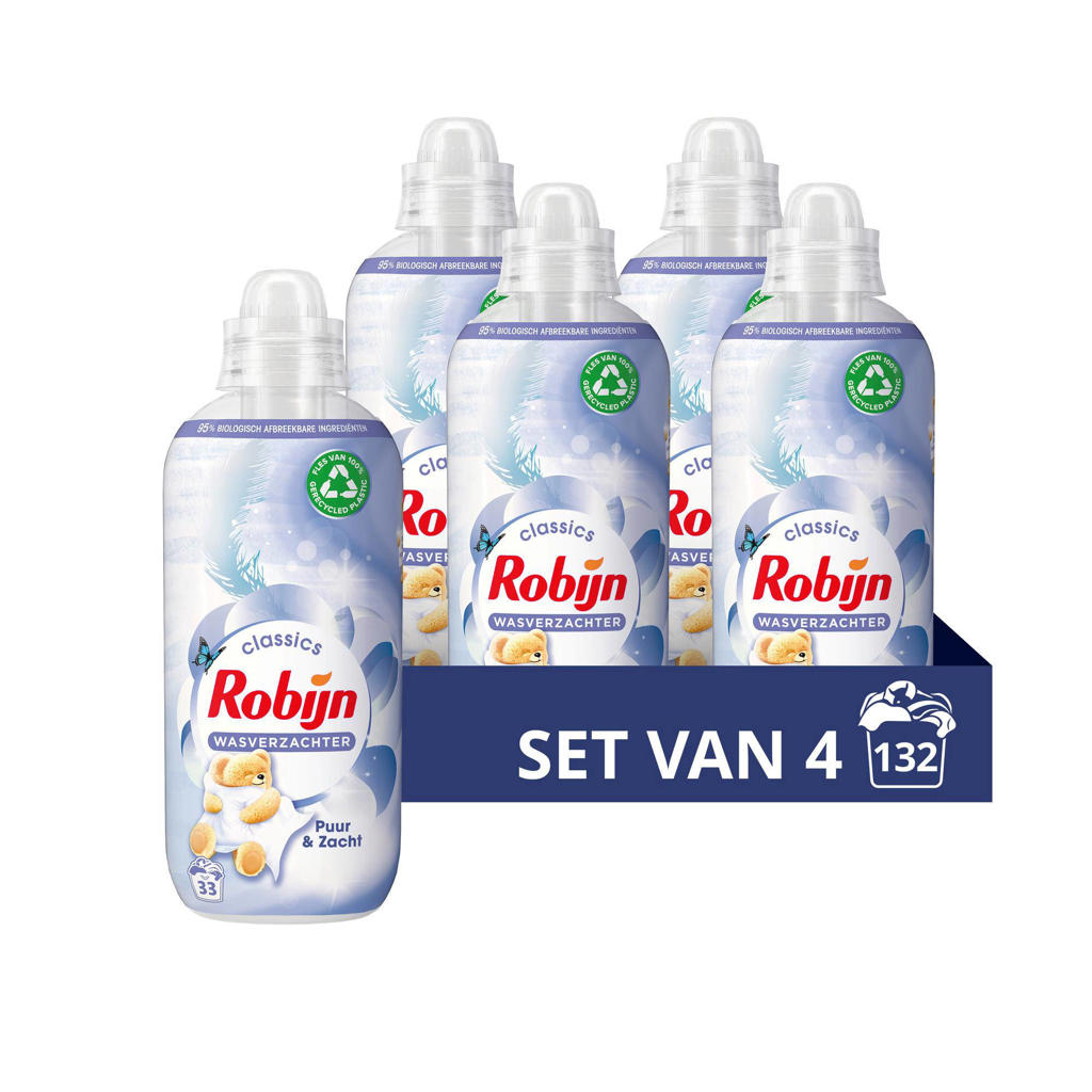 Robijn Classics Wasverzachter Puur & Zacht - 4 x 33 wasbeurten - 132 ...