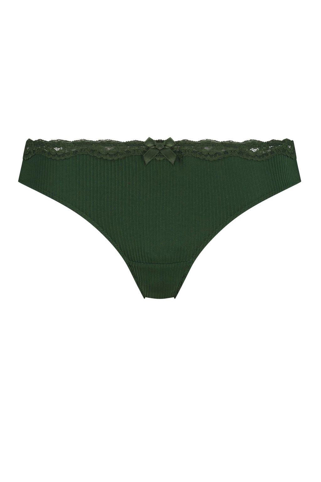 Hunkemöller string Lola met ribstructuur donkergroen | wehkamp