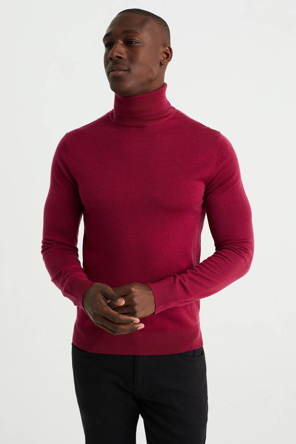 WE Fashion coltrui van merinowol dusty pink | wehkamp