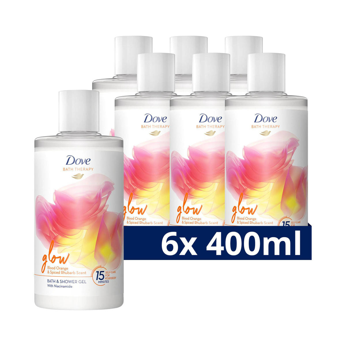 Dove Bath Therapy Glow badschuim & douchegel - 6 x 400 ml | wehkamp