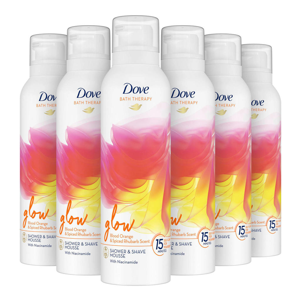 Dove Bath Therapy Glow douche- & scheerschuim - 6 x 200 ml | wehkamp