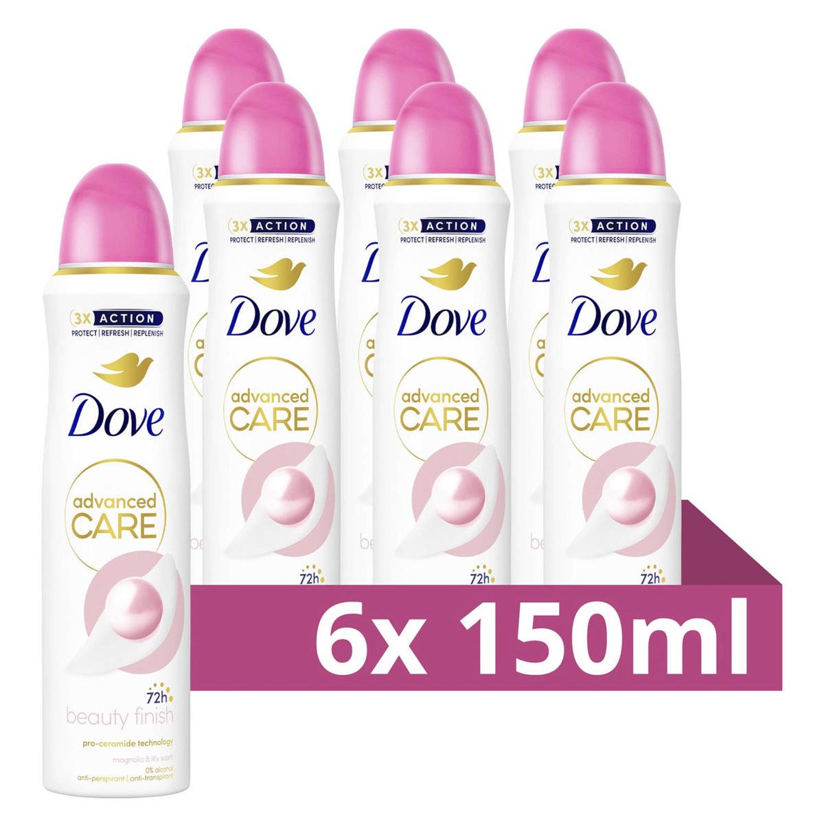 Dove Advanced Care Beauty Finish anti-transpirant deodorant spray - 6 x ...