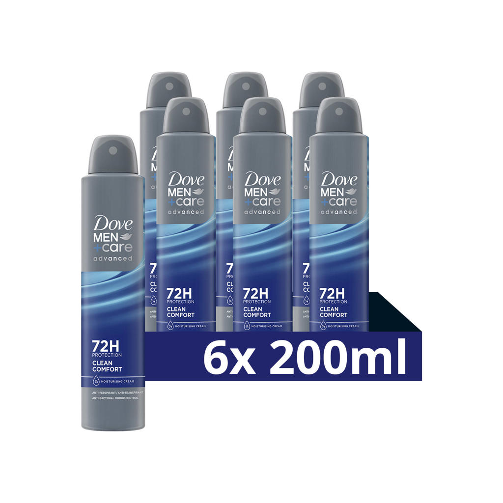 Dove Men+Care Advanced Clean Comfort anti-transpirant deodorant spray - 6 x 200 ml | wehkamp