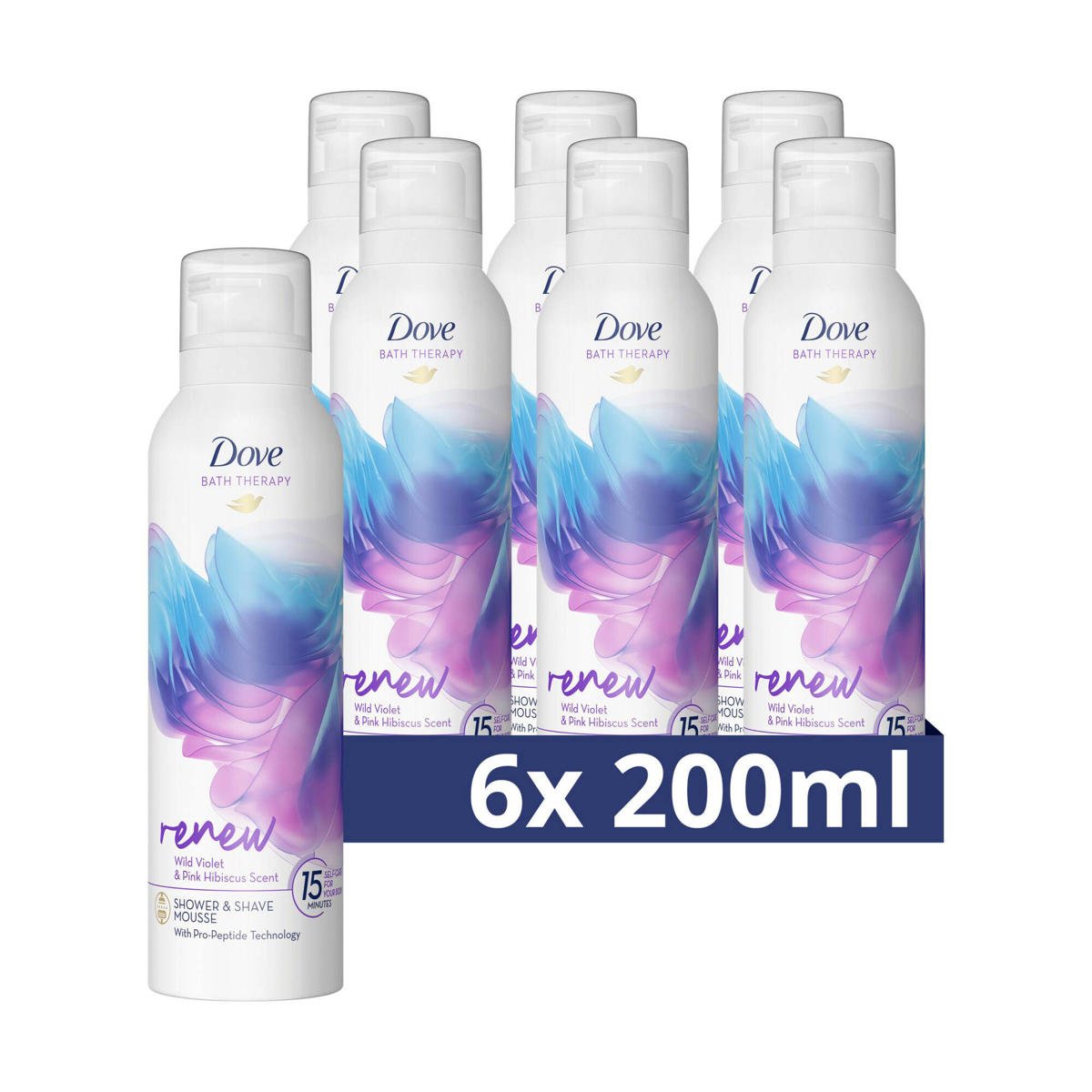 Dove Bath Therapy Renew douche- & scheerschuim - 6 x 200 ml | wehkamp
