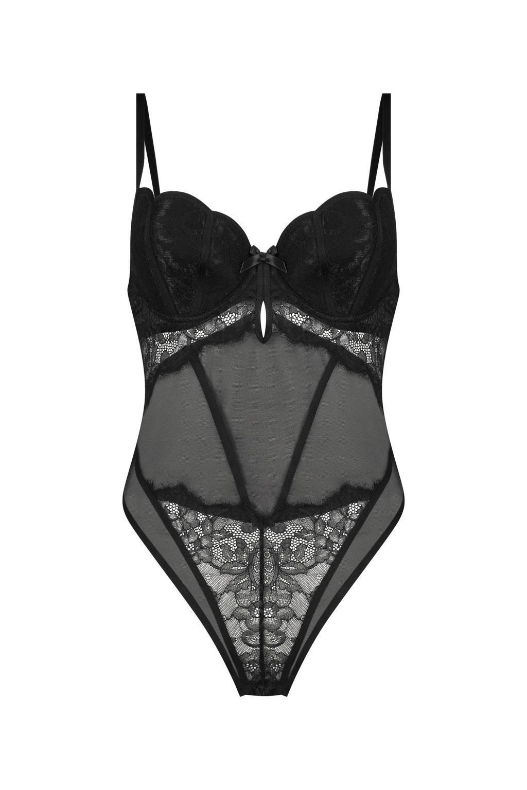 Hunkemöller stringbody Kattreya met beugel zwart | wehkamp