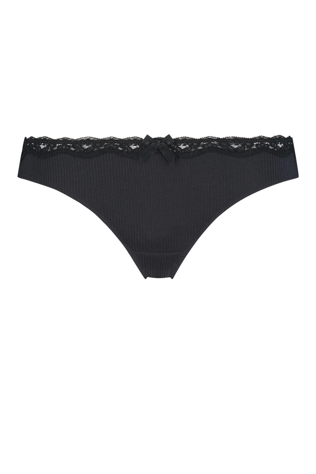 Hunkemöller string Lola met ribstructuur zwart | wehkamp