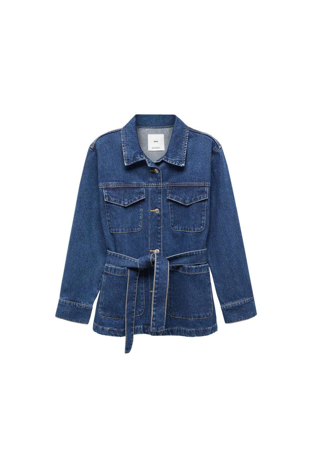 Mango jack met ceintuur dark blue denim | wehkamp