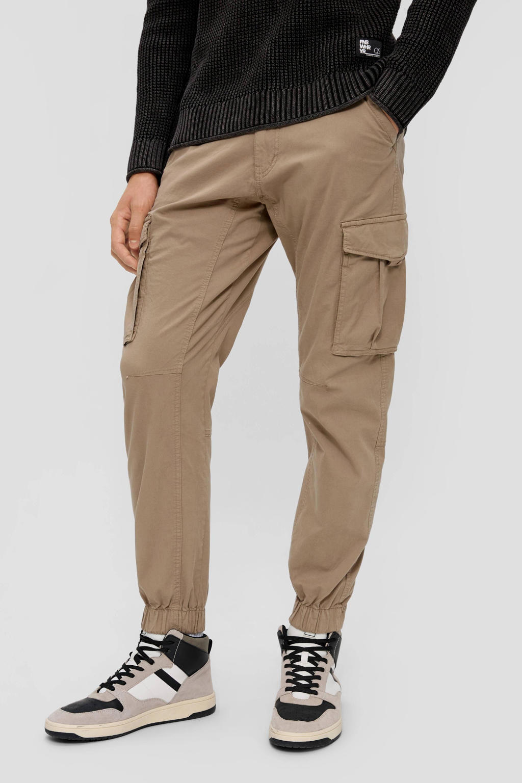 Q/S by s.Oliver slim fit cargo broek lichtbruin | wehkamp