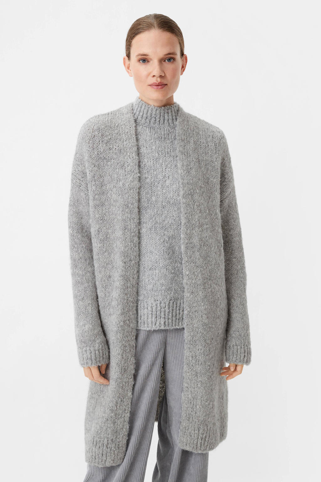 comma gebreid vest met wol grijs | wehkamp