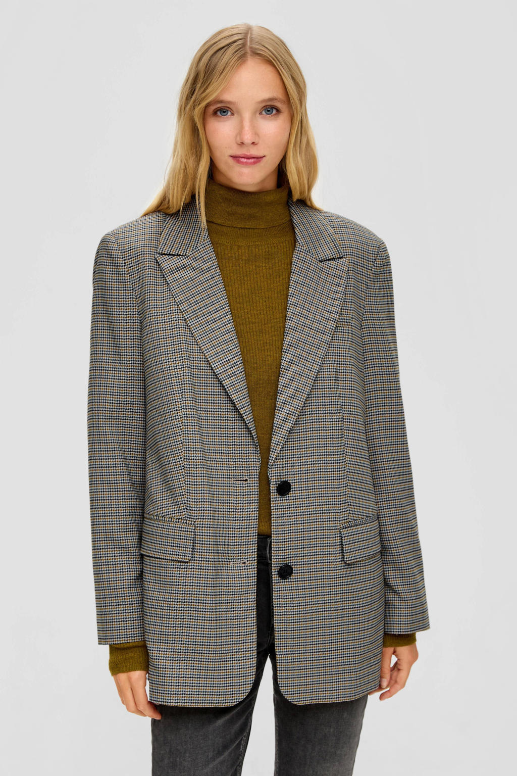 Q/S by s.Oliver geruite oversized blazer grijs | wehkamp