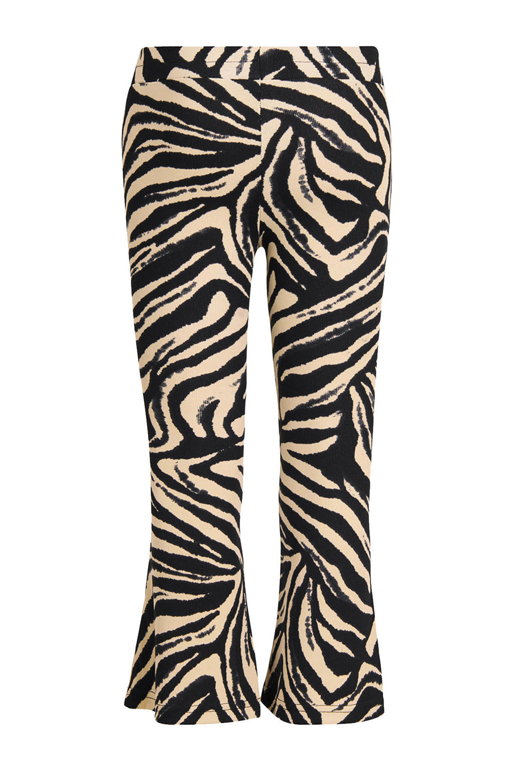 Shoeby flared broek met dierenprint zwart/ecru | wehkamp