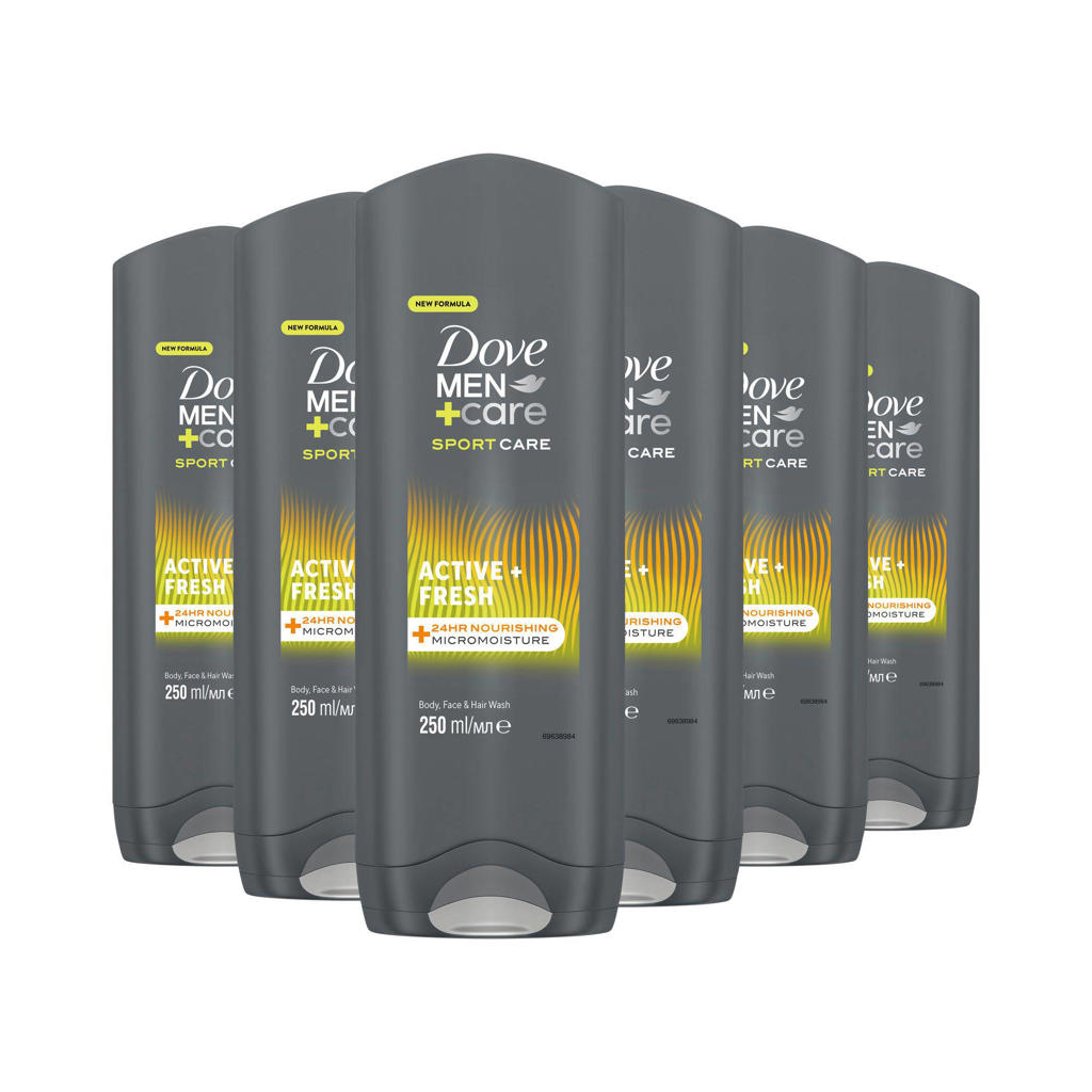Dove Men+Care Sport Care Active+Fresh 3-in-1 douchegel - 6 x 250 ml ...