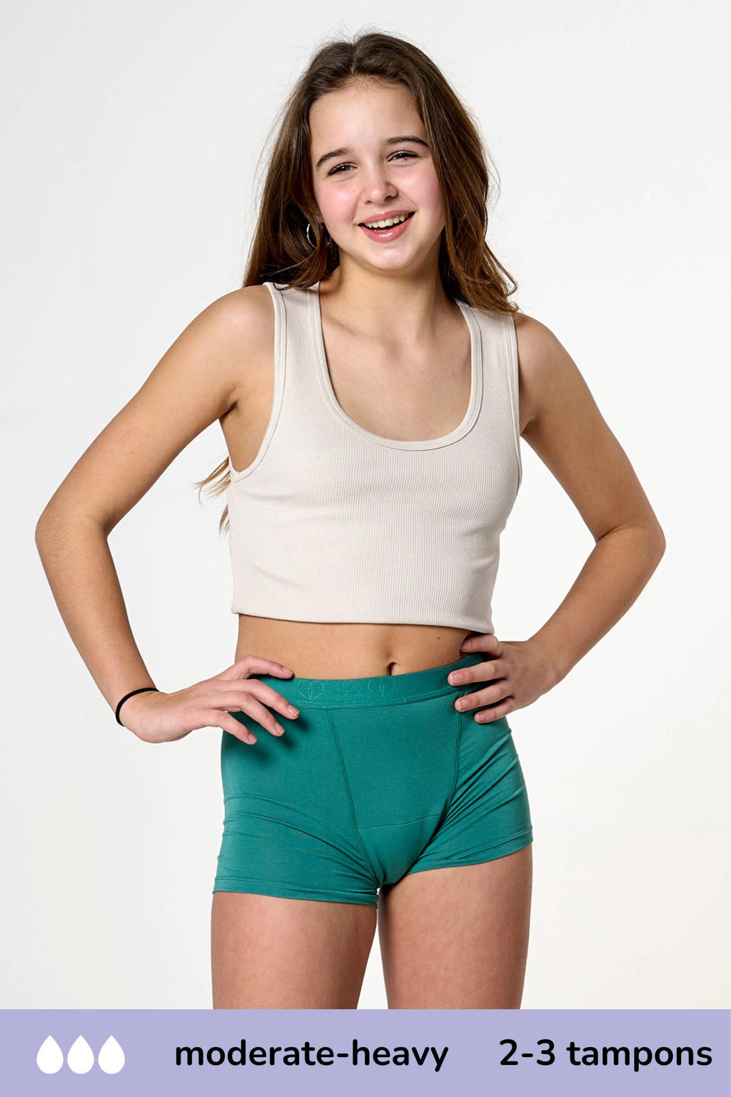 Moodies Undies boyshort menstruatieslip medium/heavy groen | wehkamp