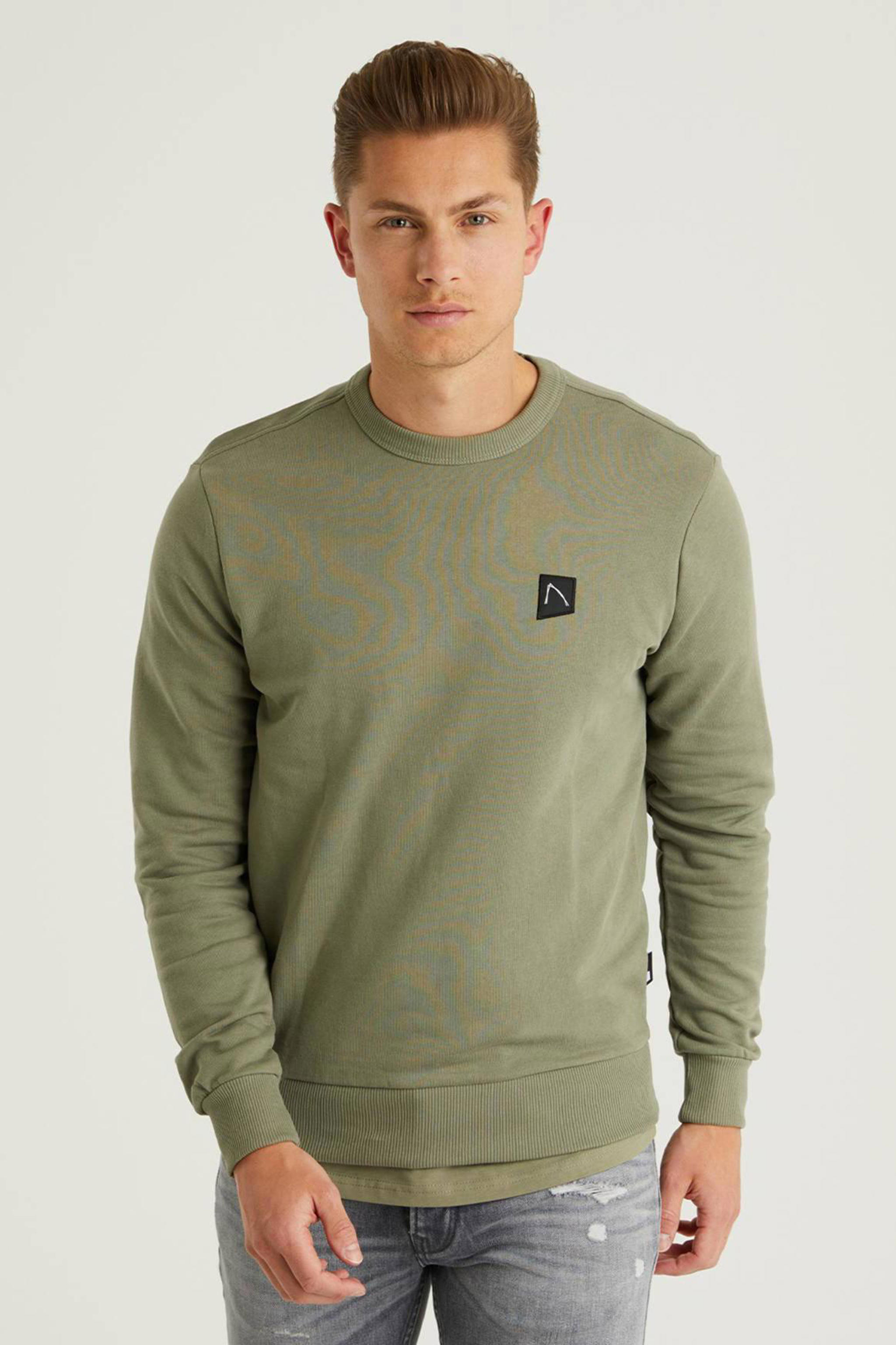 CHASIN' sweater Toby met logo mid green | wehkamp