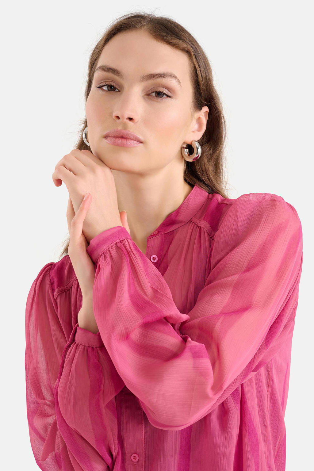 Shoeby blouse met plooien roze | wehkamp