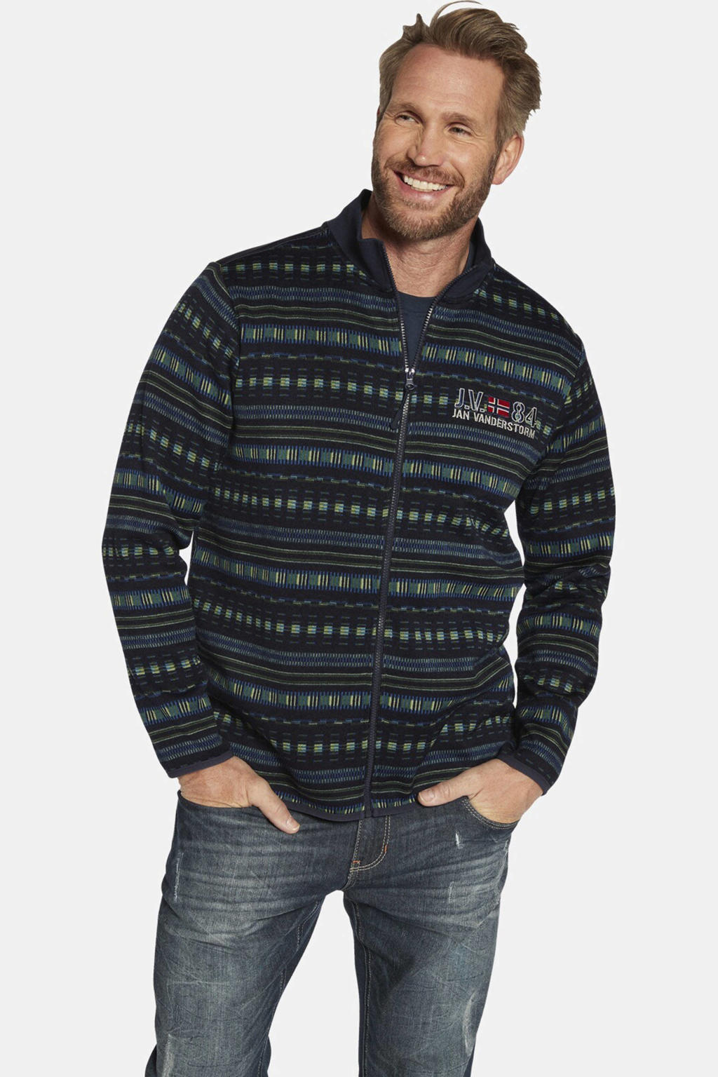 Jan Vanderstorm gevoerd vest NELS Plus Size donkerblauw | wehkamp