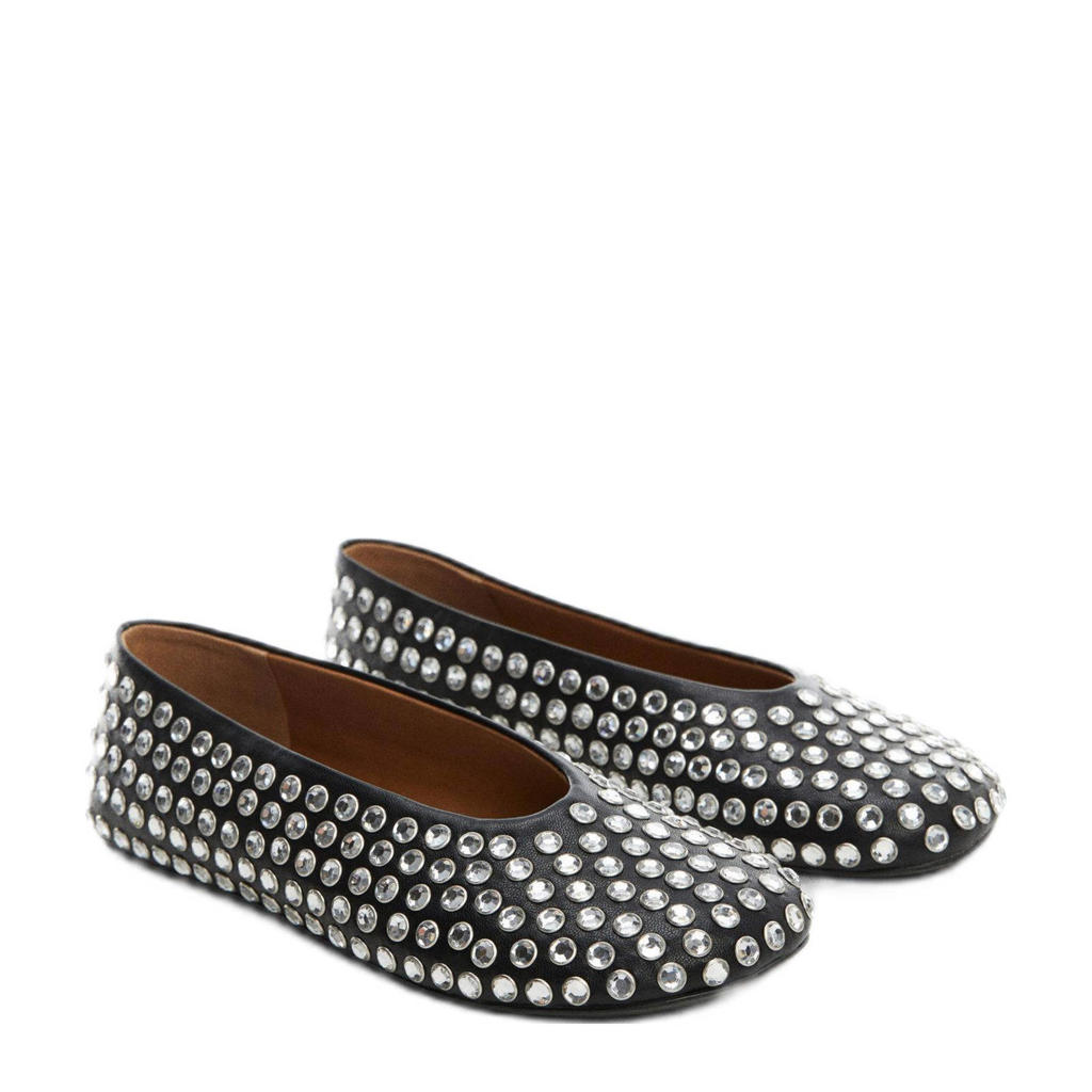Mango ballerina's met strass zwart | wehkamp