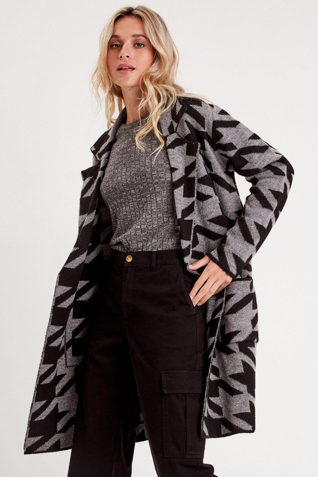 Cache Cache vest met pied-de-poule grijs melange/ zwart | wehkamp