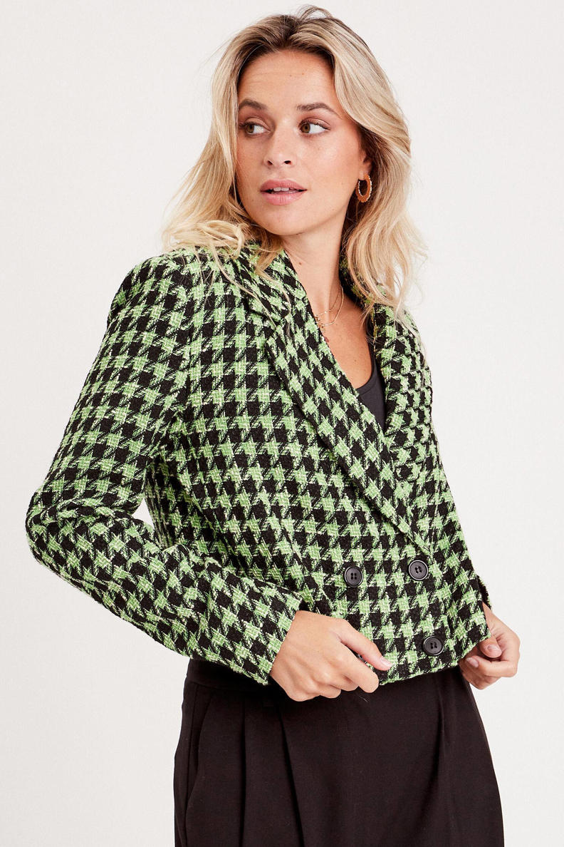 Cache Cache korte blazer in pied-de-poule groen/zwart | wehkamp
