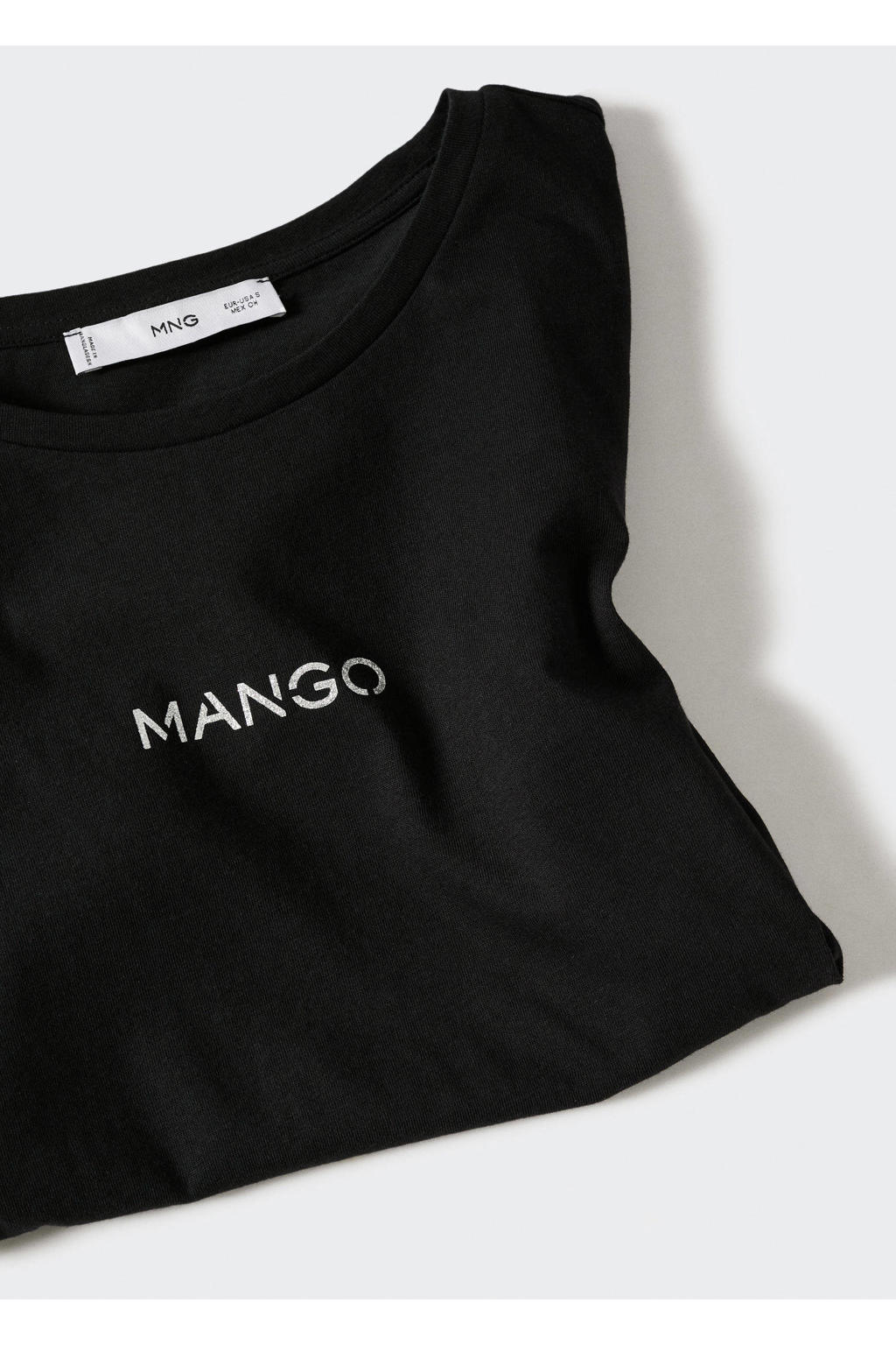 Mango T-shirt met tekst zwart | wehkamp