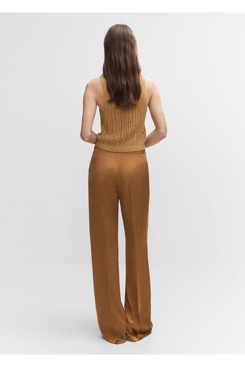 Mango wide leg pantalon bruin | wehkamp