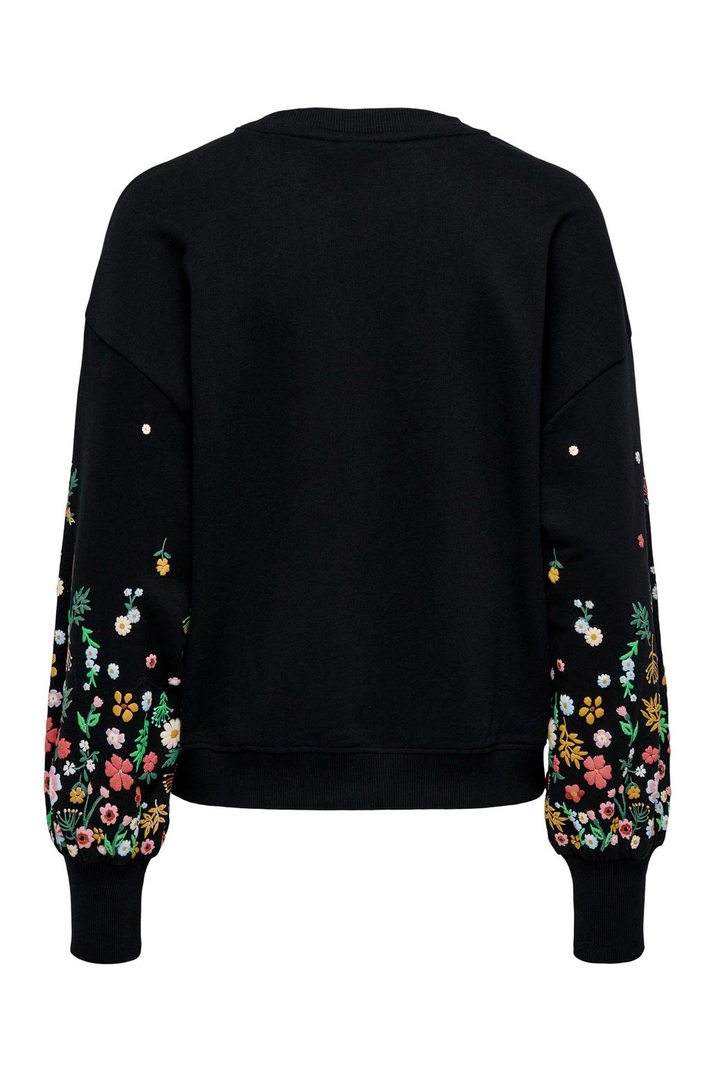 ONLY gebloemde sweater ONLBROOKE zwart | wehkamp