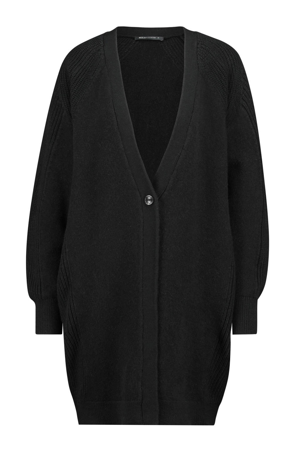 Expresso gebreid vest met wol zwart | wehkamp