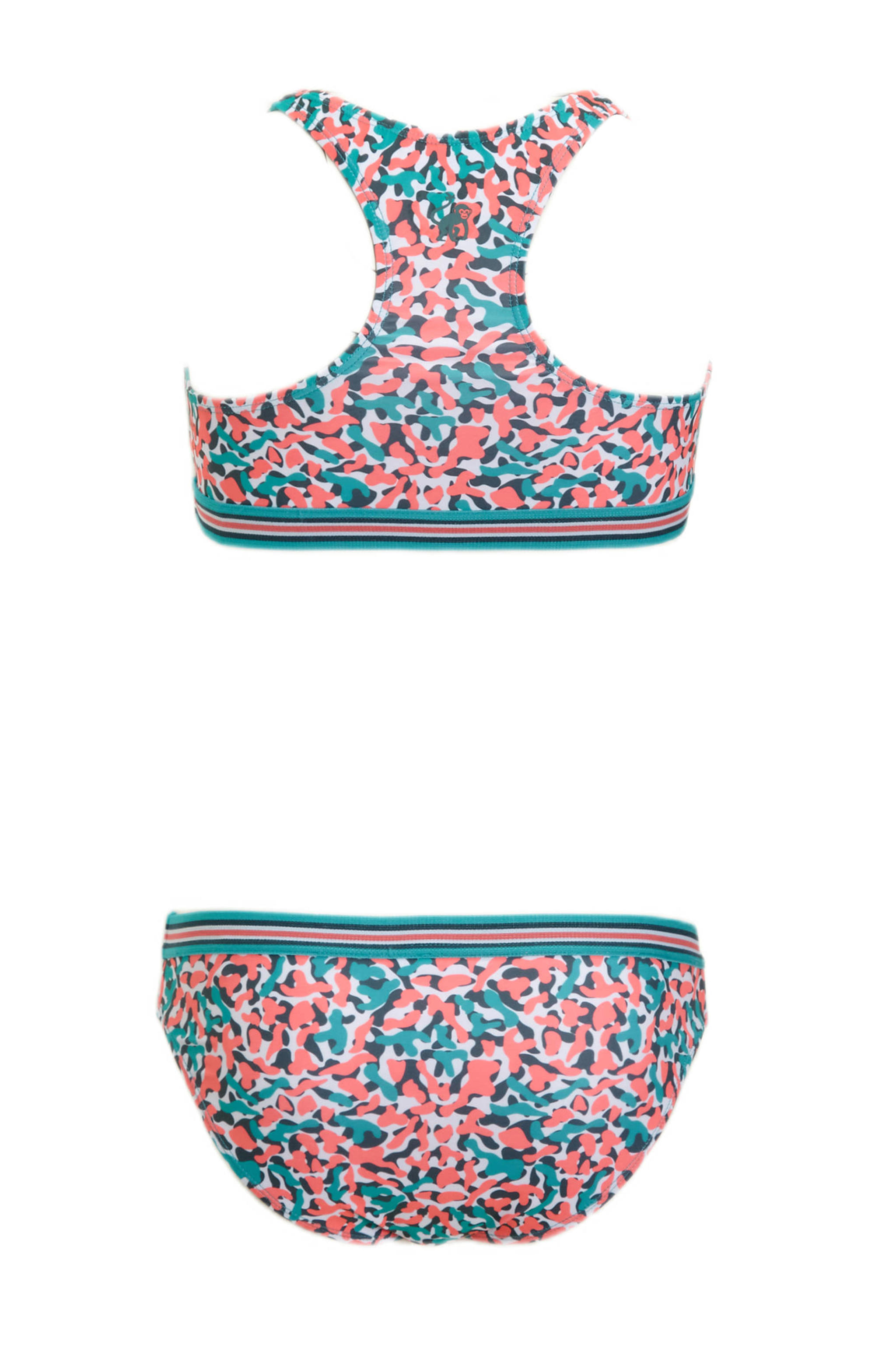 Me & My Monkey crop bikini Pelia roze/lichtblauw | wehkamp