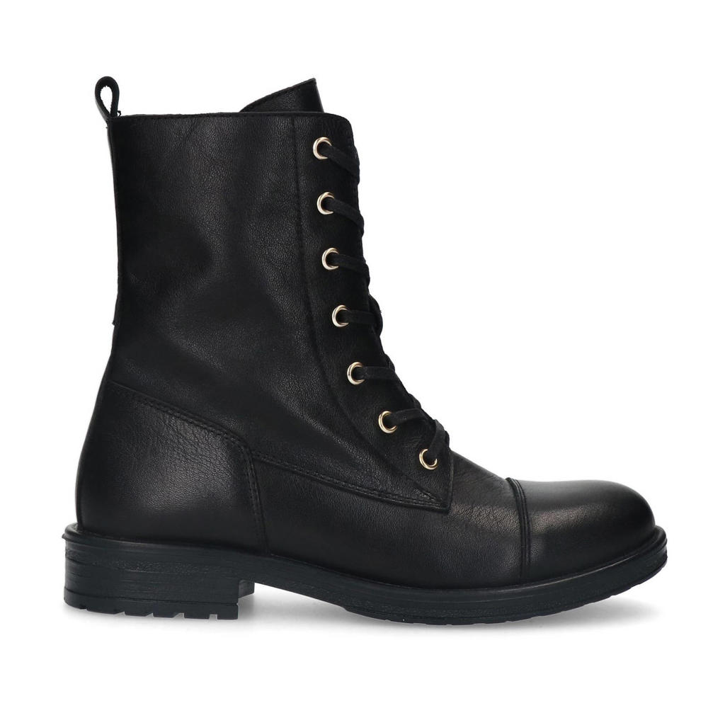 Manfield leren veterboots zwart | wehkamp