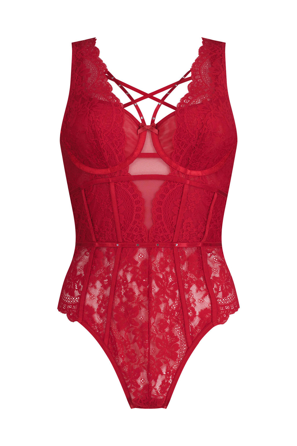 Hunkemöller body Mariah met beugel rood | wehkamp