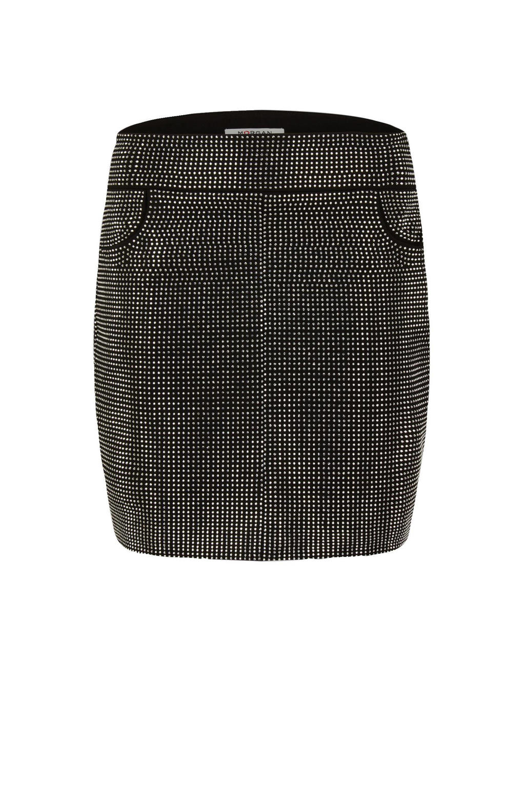 Morgan metallic mini rok met strass steentjes zwart/ zilver | wehkamp