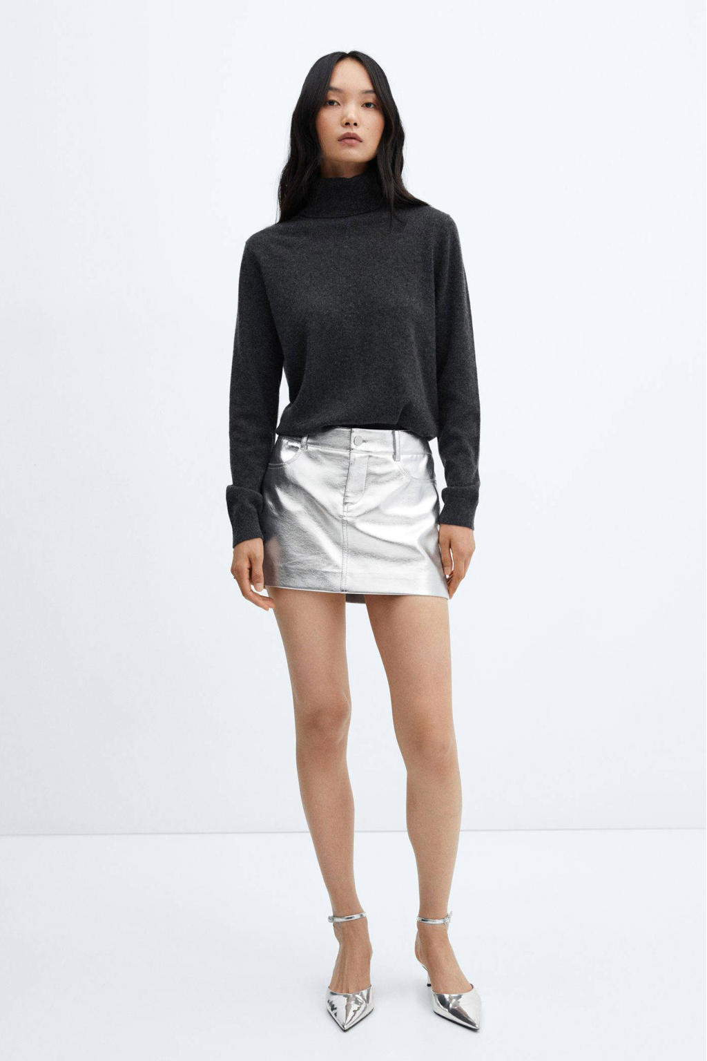 Mango metallic mini rok zilver | wehkamp