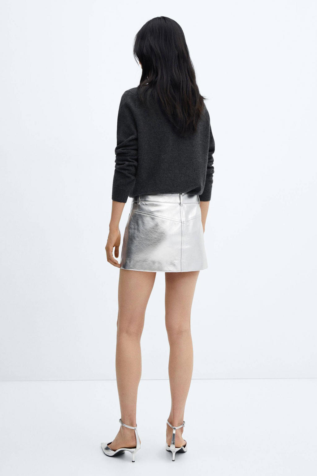 Mango metallic mini rok zilver | wehkamp