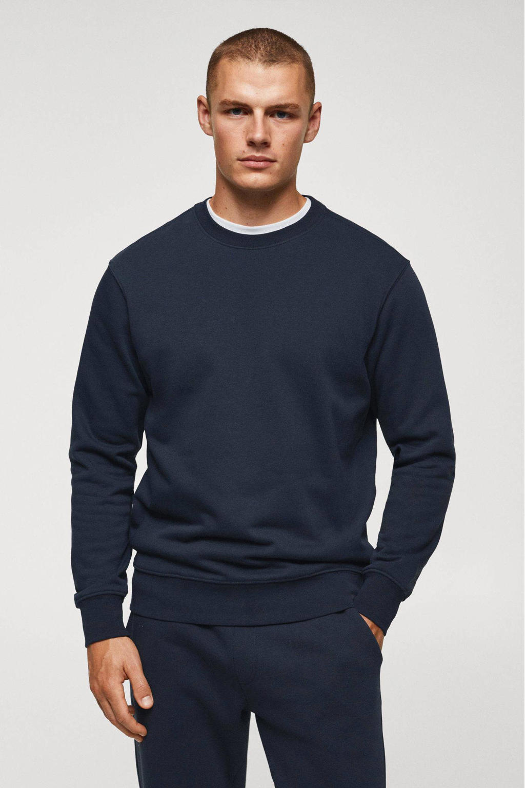 Mango Man sweater marineblauw | wehkamp
