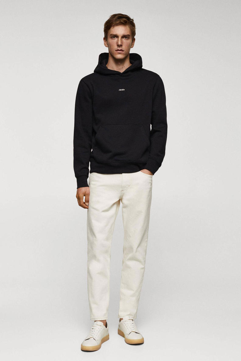 Mango Man hoodie met backprint zwart | wehkamp
