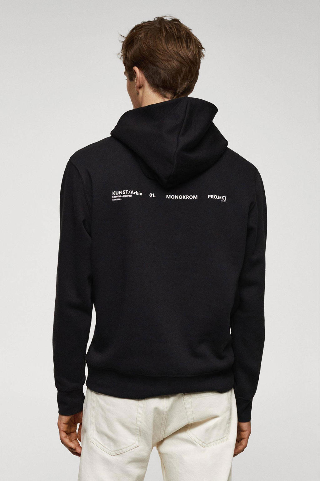 Mango Man hoodie met backprint zwart | wehkamp