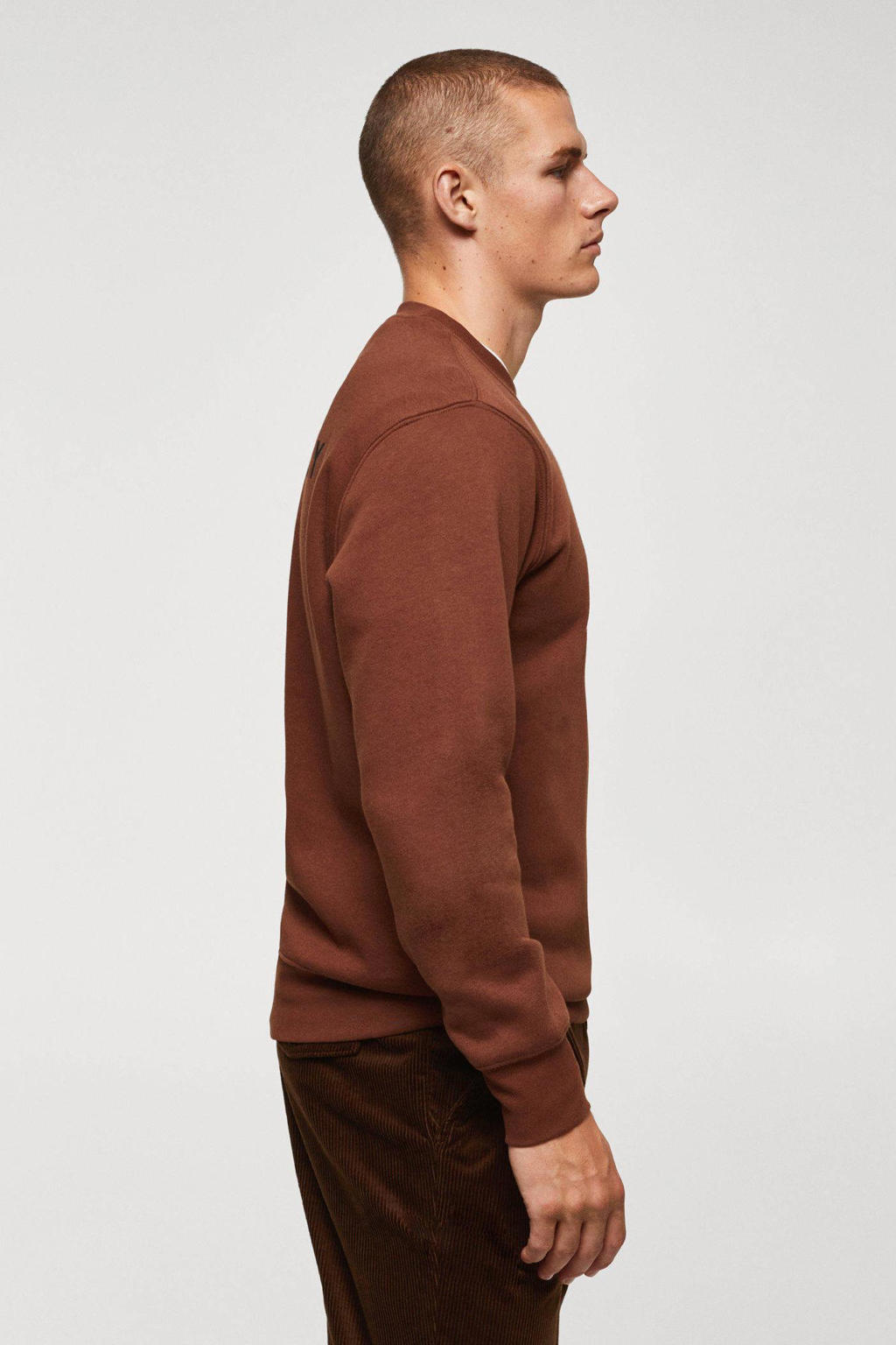 Mango Man sweater met backprint roodbruin | wehkamp