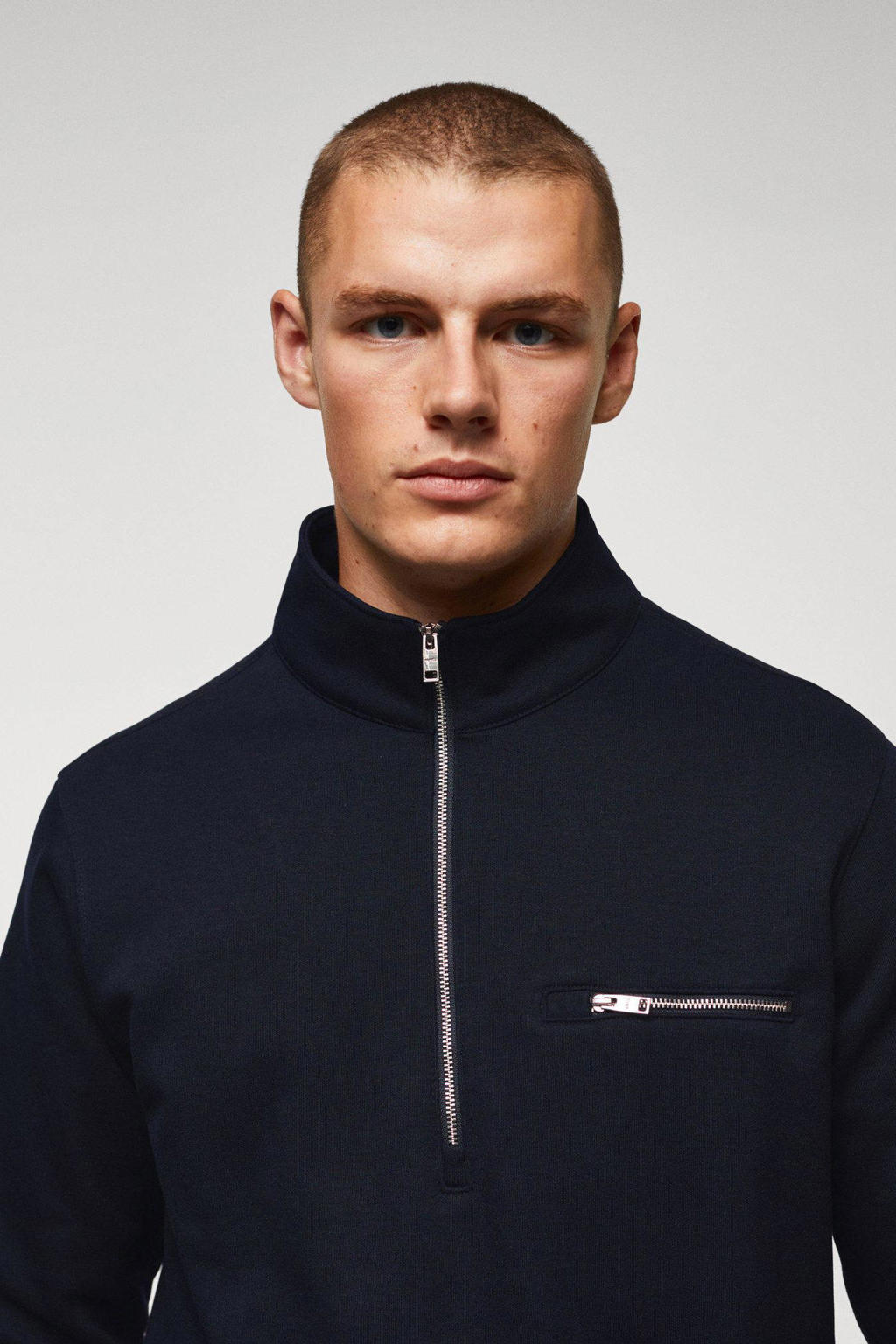 Mango Man sweater marineblauw | wehkamp