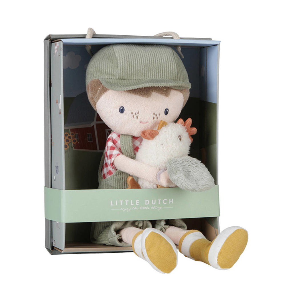 Little Dutch knuffelpop boer jim met kip knuffel 35 cm | wehkamp