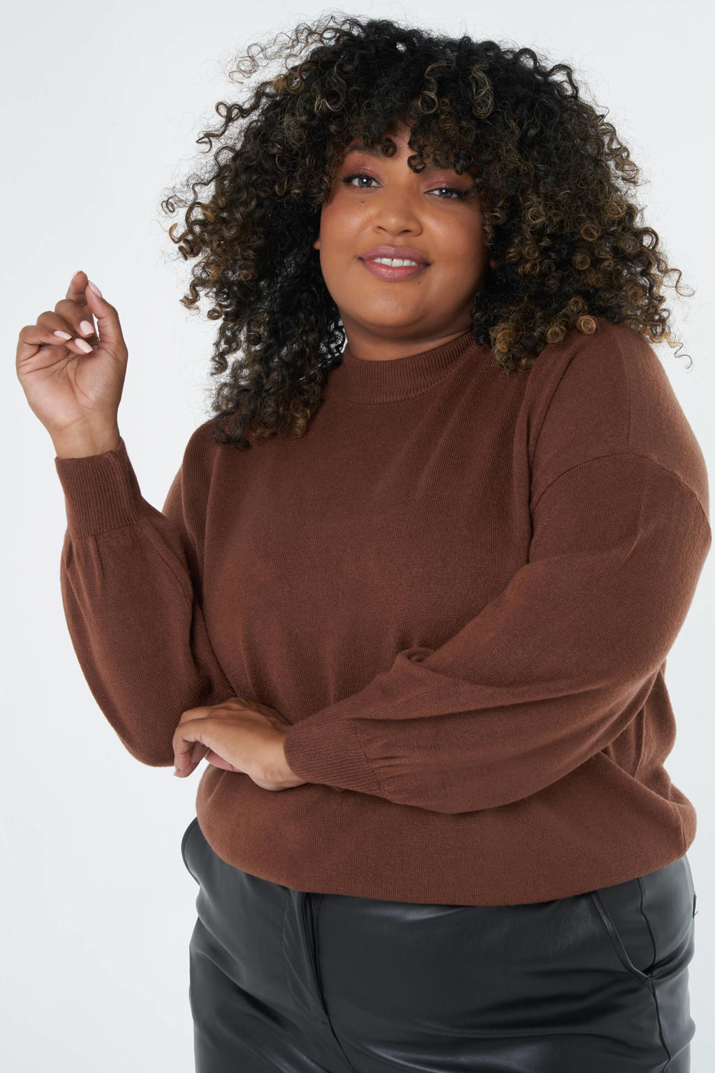 MS Mode fijngebreide trui bruin | wehkamp