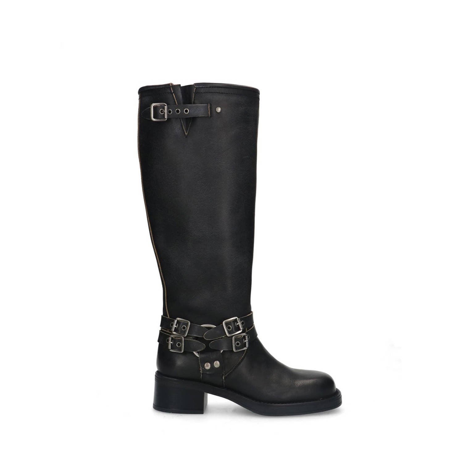 Sacha Dames PRE-ORDER Cognac wide fit buckle biker boots - Schoenen.nl