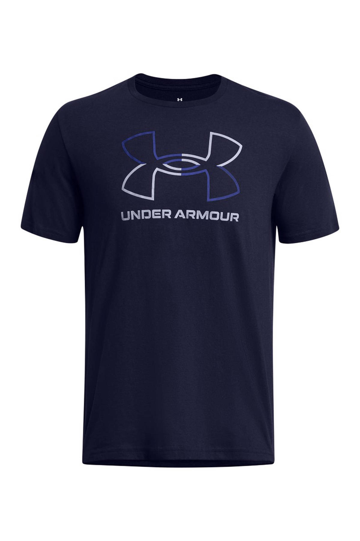 Under Armour sportshirt Core Graphics donkerblauw/grijs/kobaltblauw | wehkamp