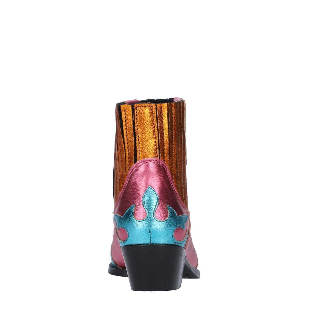 DWRS Austin leren cowboylaarzen oranje/roze/aqua | wehkamp