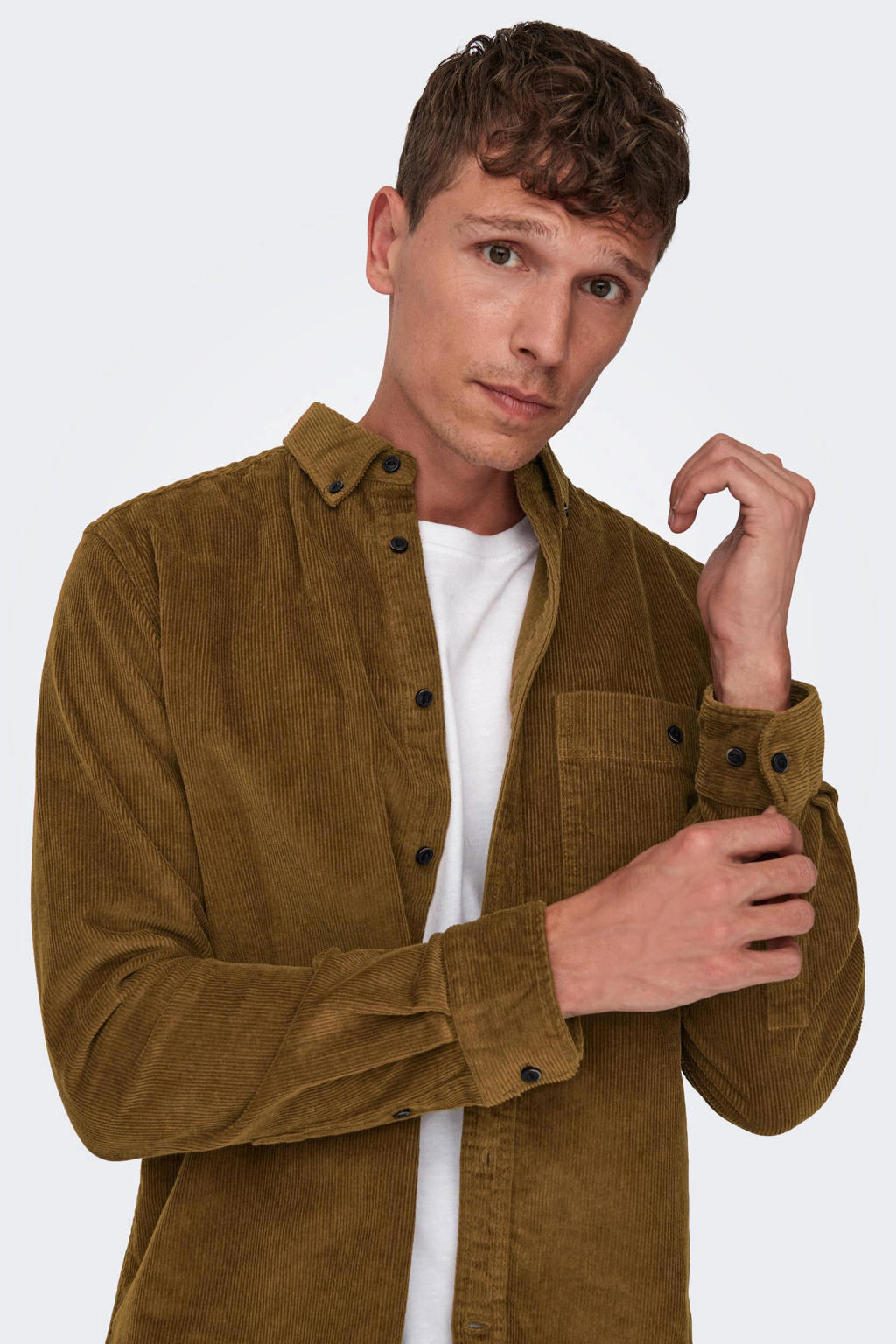 ONLY & SONS corduroy regular fit overhemd ONSNEWTERRY monks robe | wehkamp