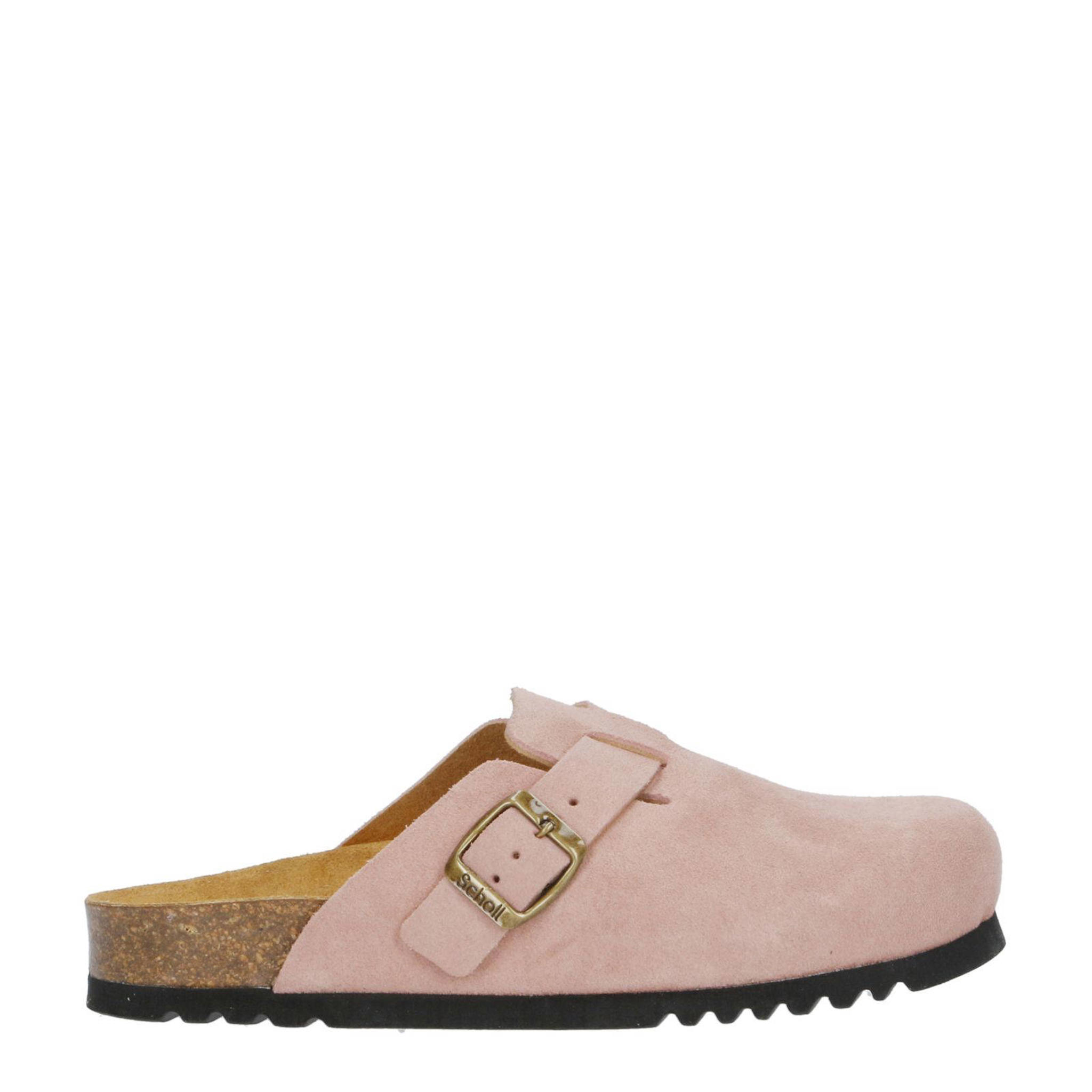 Scholl Fae suède clogs lichtroze | wehkamp